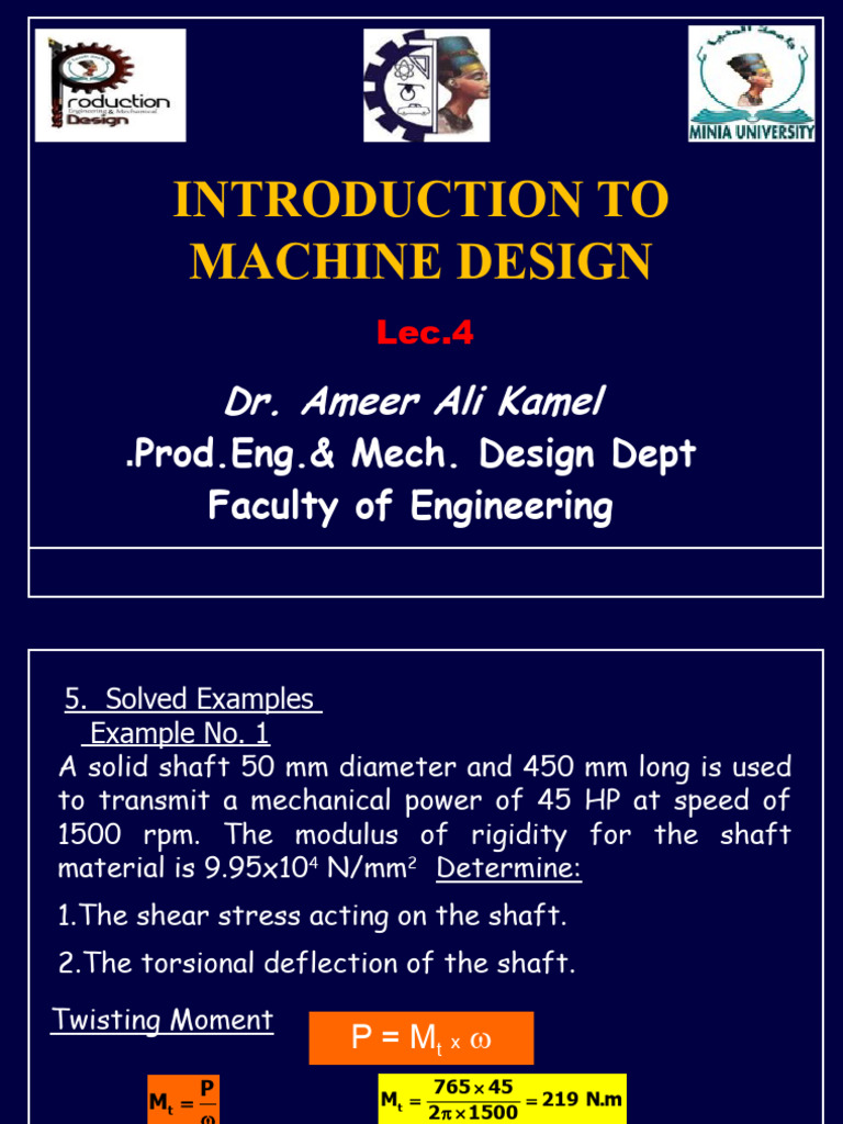 INTRODUCTION TO MACHINE DESIGN | PDF | Bending | Stress (Mechanics)