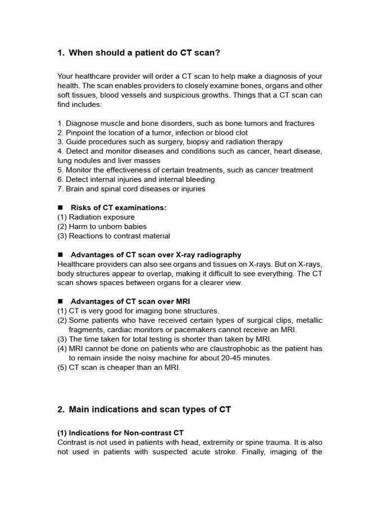 The Main Indications For CT Examination | PDF | Ct Scan | Magnetic ...