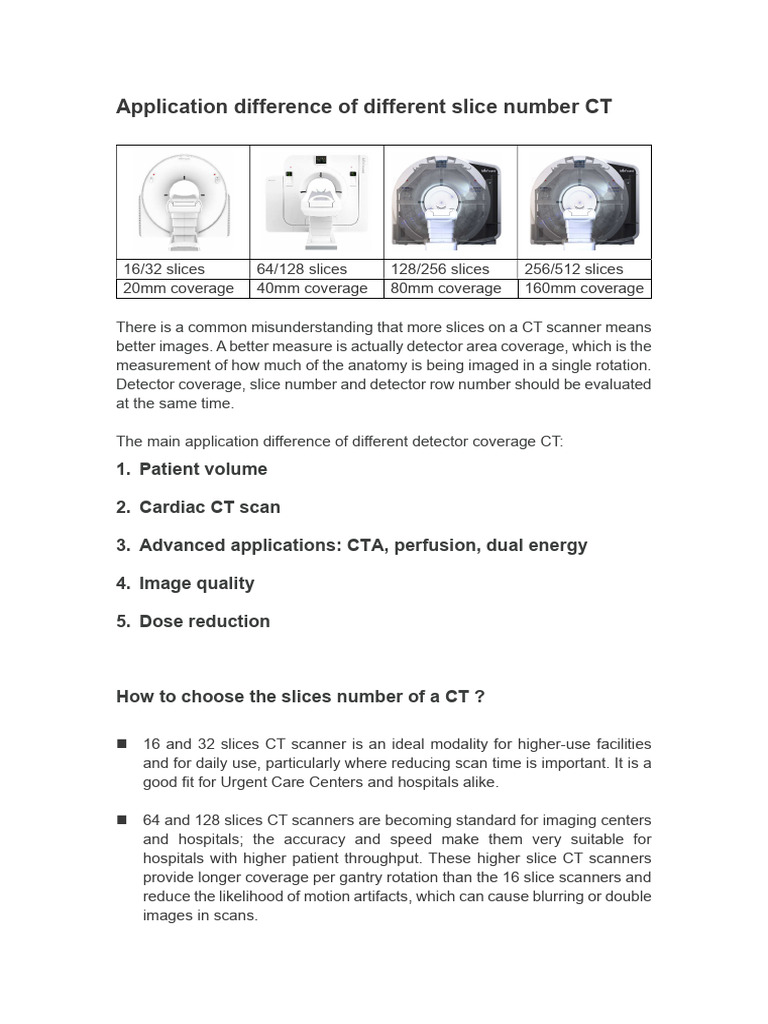 Application Difference of Different Slice CT | PDF | Technology & Engineering