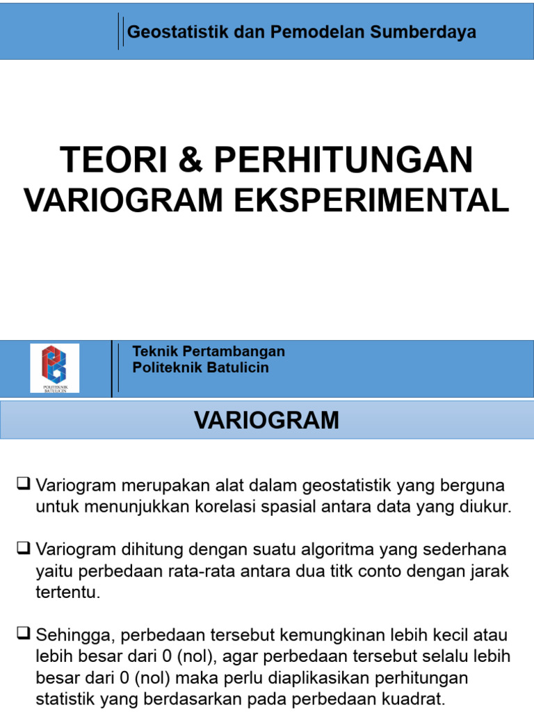 Variogram dalam Geostatistik Sumberdaya | PDF