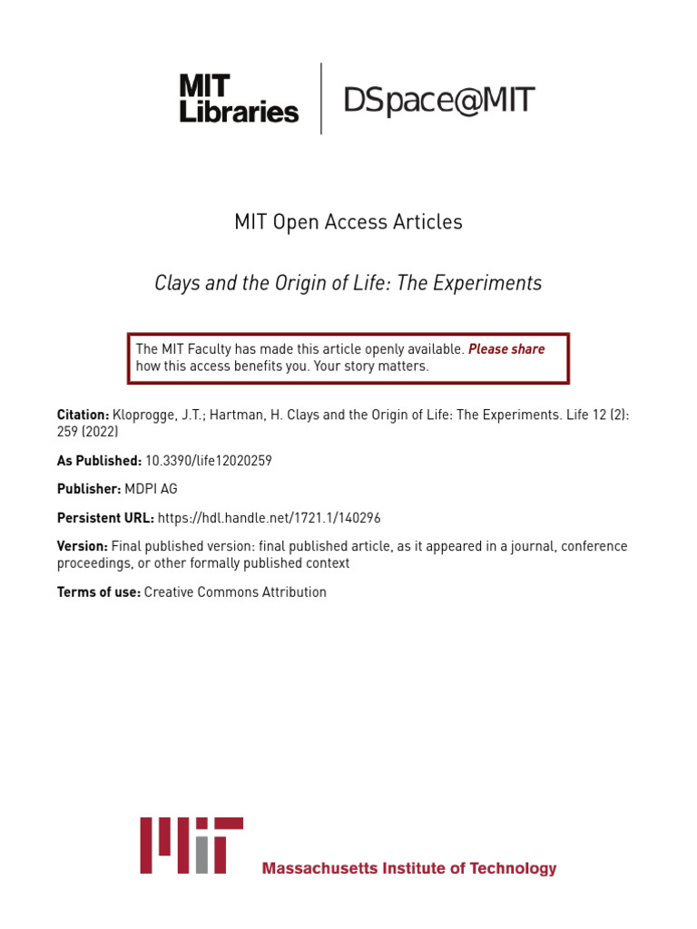 Clays and The Origin of Life: The Experiments | PDF | Mars | Meteorite