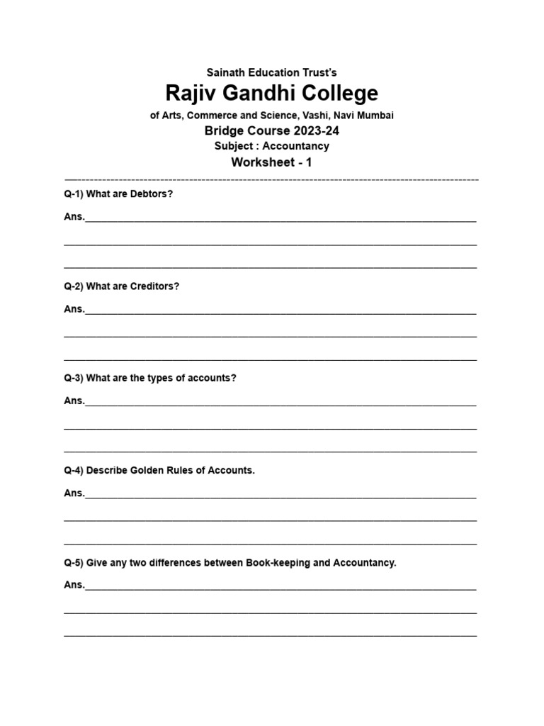 Worksheet - 1 | PDF | Bankruptcy | Debt