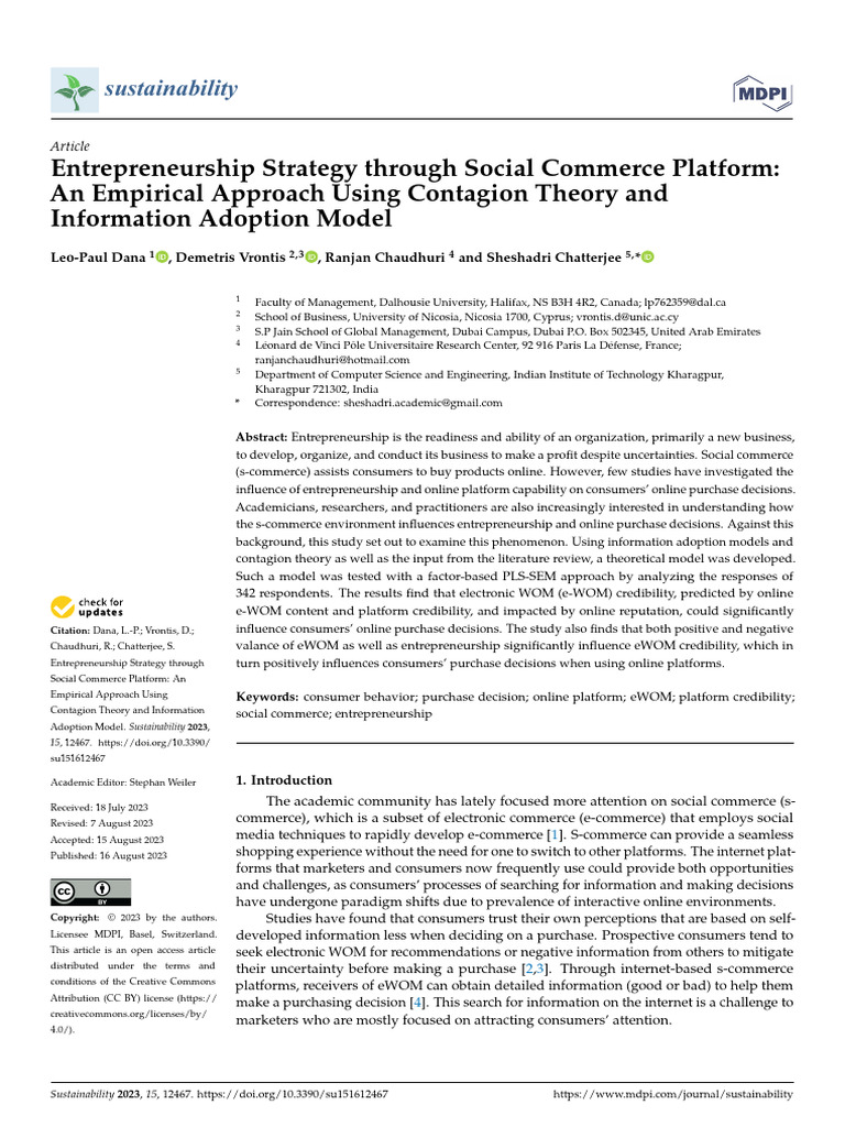 Entrepreneurship Strategy Through Social Commerce Platform... An ...