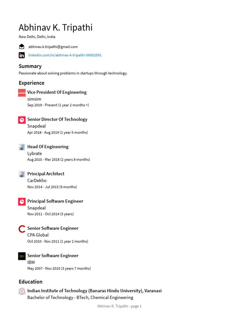 Resume Abhinav K | PDF