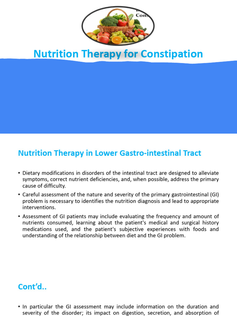 Nutrition Therapy For Constipation | PDF | Dietary Fiber | Diet & Nutrition