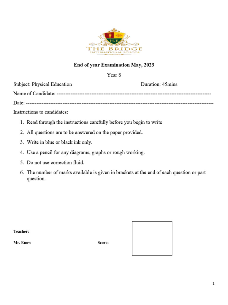 YEAR 8 EXAM End of Year | PDF | Nutrition | Diet & Nutrition