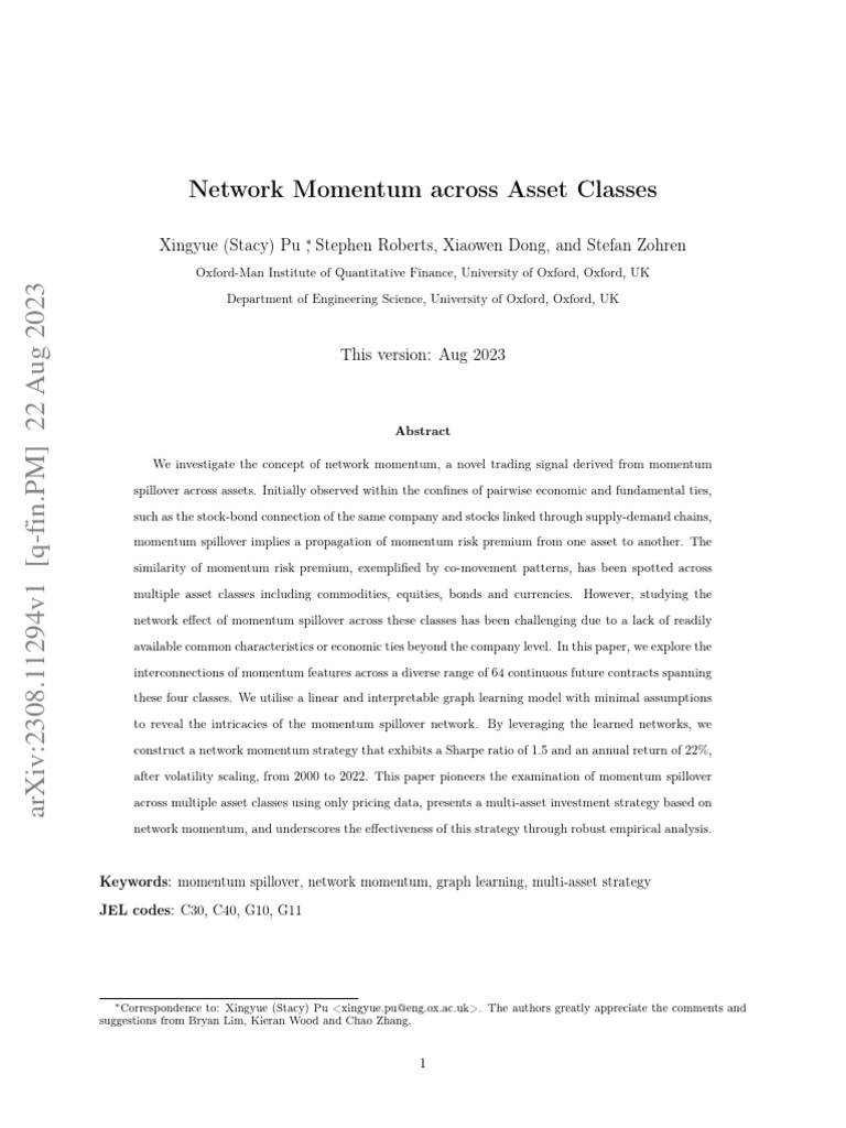 Network Momentum Across Asset Classes | PDF | Matrix (Mathematics ...