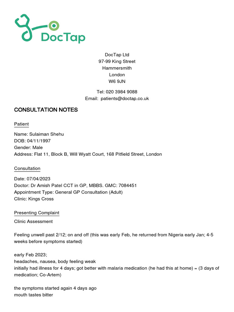 Consulation Notes | PDF