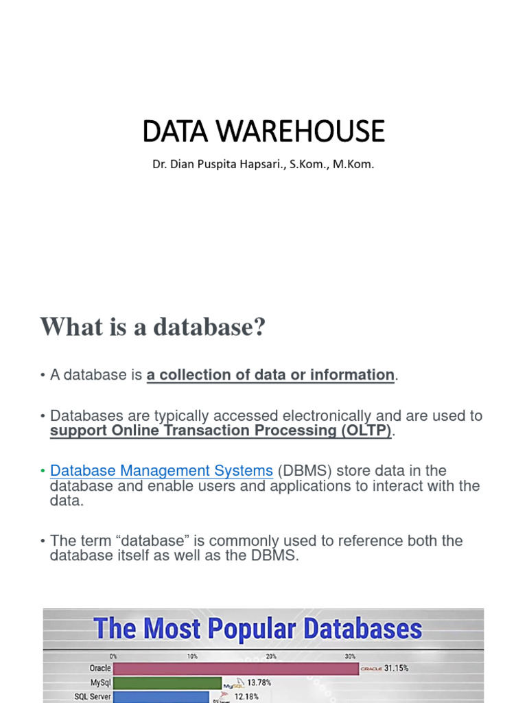 DATA WAREHOUSE - Pertemuan01 | PDF | Databases | Data Warehouse