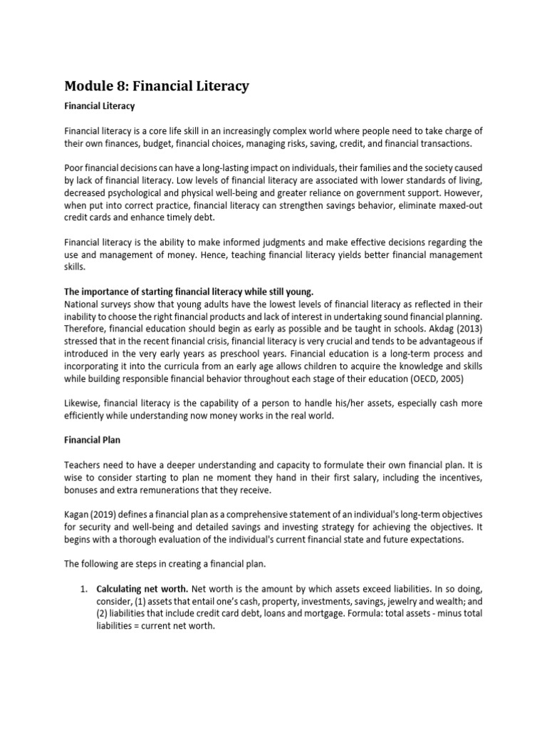 Financial Literacy & Planning Guide | PDF | Insurance | Life Insurance