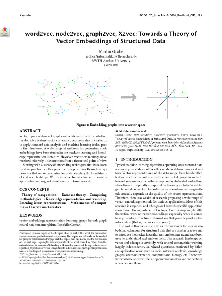 Word2vec Node2vec Graph2vec X2vec Towards A Theory Of Vector Embeddings Of Structured Data 
