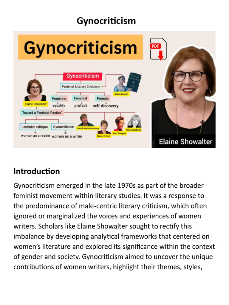 Gynocriticism 240723 215054 | PDF | Feminism | Gender Studies