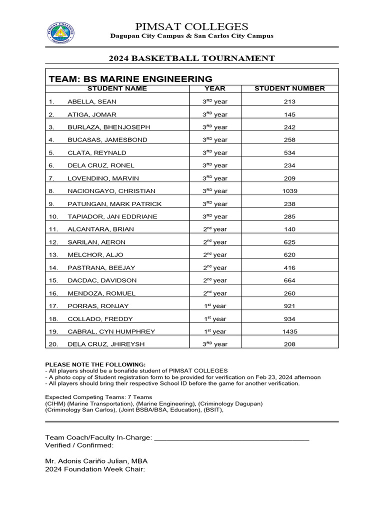 Basketball Team Sheets | PDF