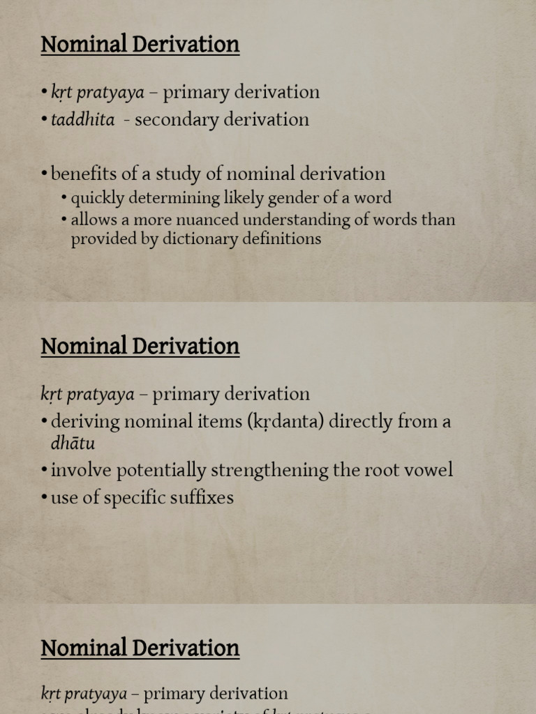 Understanding Nominal Derivation in Sanskrit | PDF | Grammatical Gender ...
