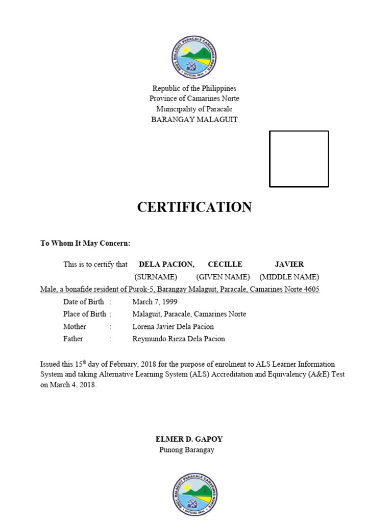 ALS Certification | PDF | Philippines