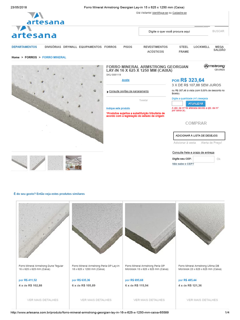 Forro Mineral Armstrong Georgian 625x1250 | PDF | Materiais