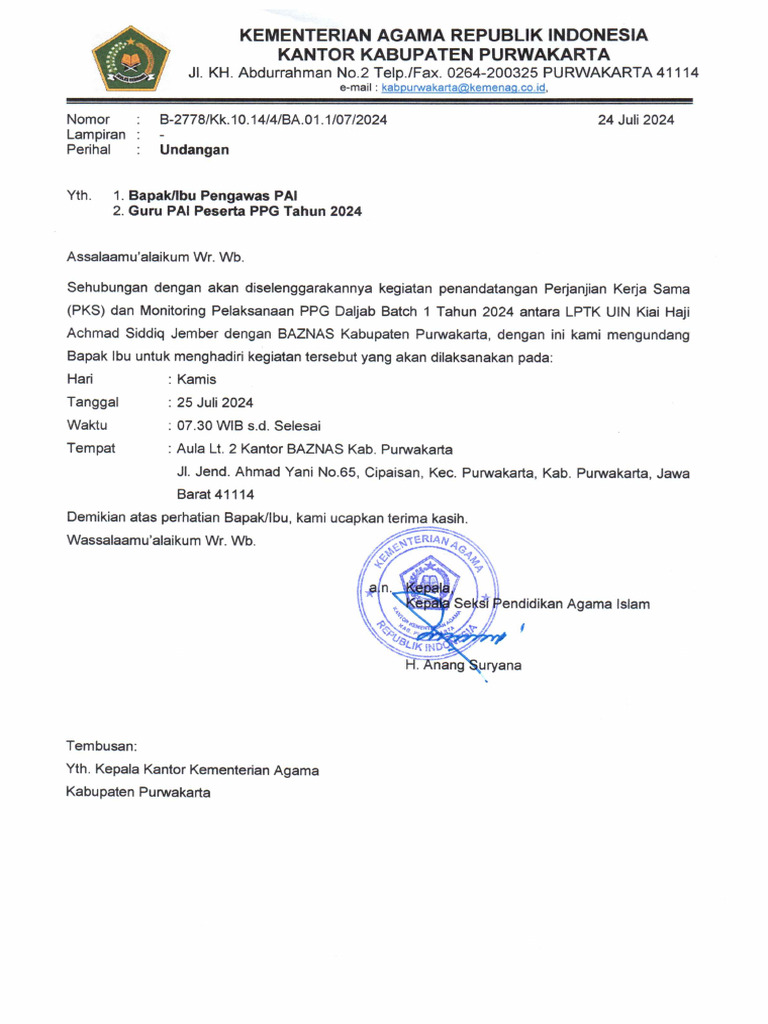 Undangan Penandatangan PKS | PDF