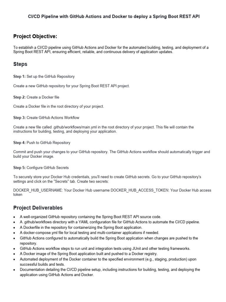 CICD Pipeline With GitHub Actions and Docker | PDF