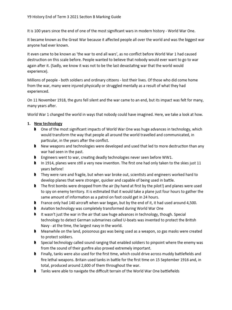 Effects of WW1 Summary | Download Free PDF | World War I | Violent Conflict