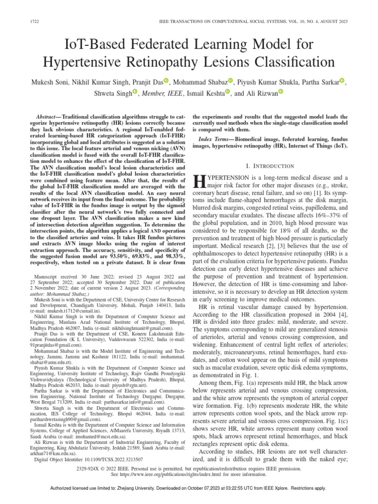 IoT-Based Federated Learning Model For Hypertensive Retinopathy Lesions ... IoT-Based Federated Learning Model For Hypertensive Retinopathy Lesions ...