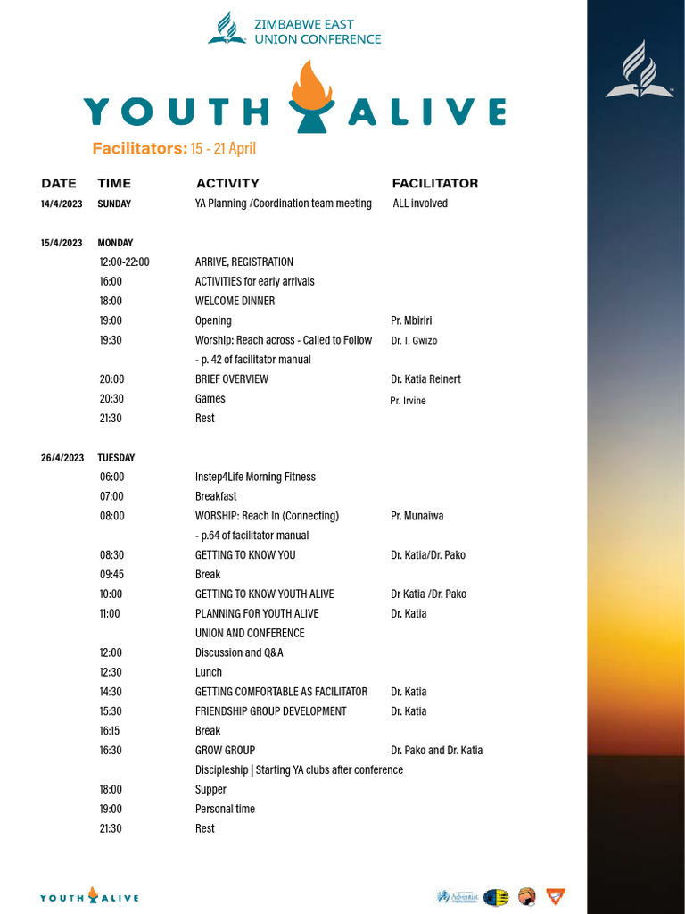 Youth Alive Program - Facilitators | PDF | Meal | Eating Behaviors Of ...