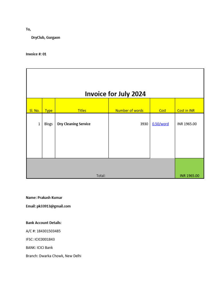Invoice July 2024 | PDF