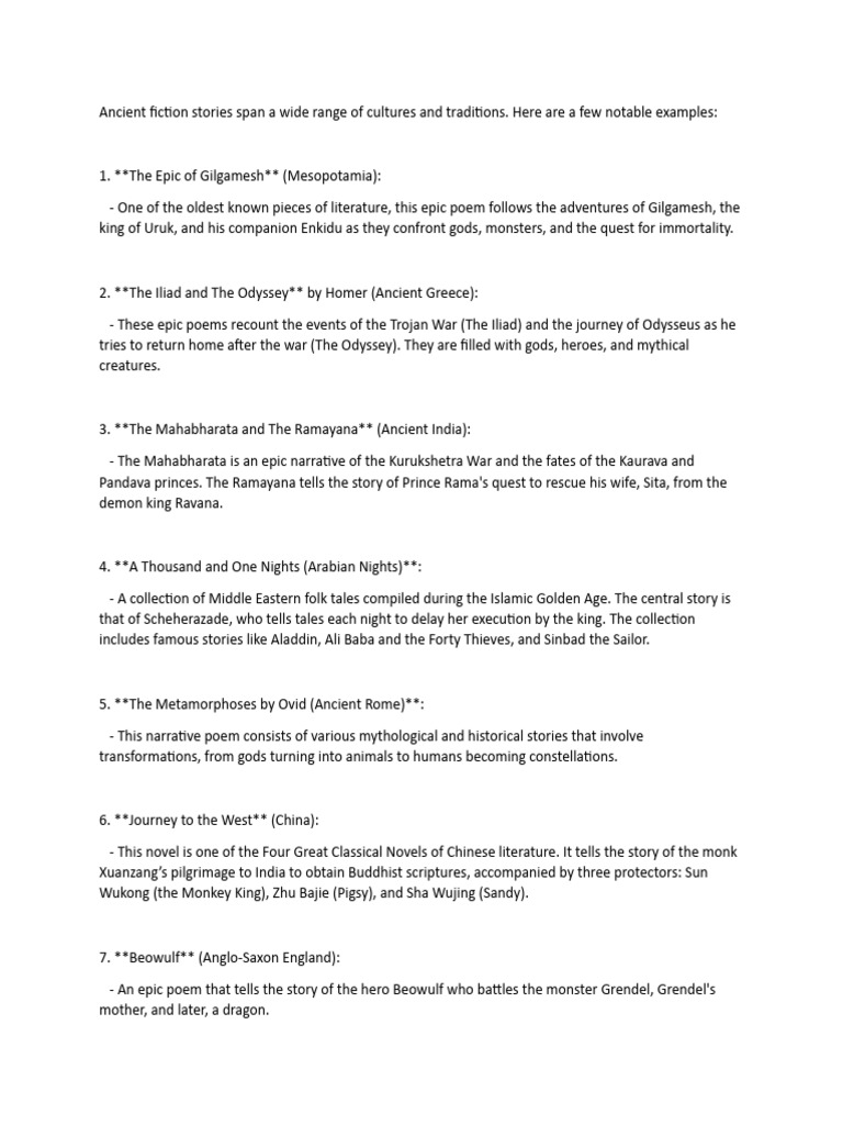 Ancient Fiction Stories Span A Wide Range of Cultures and Traditions | PDF