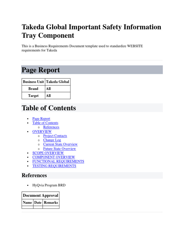 Takeda BRD Template for ISI Tray Component | PDF | Window (Computing ...