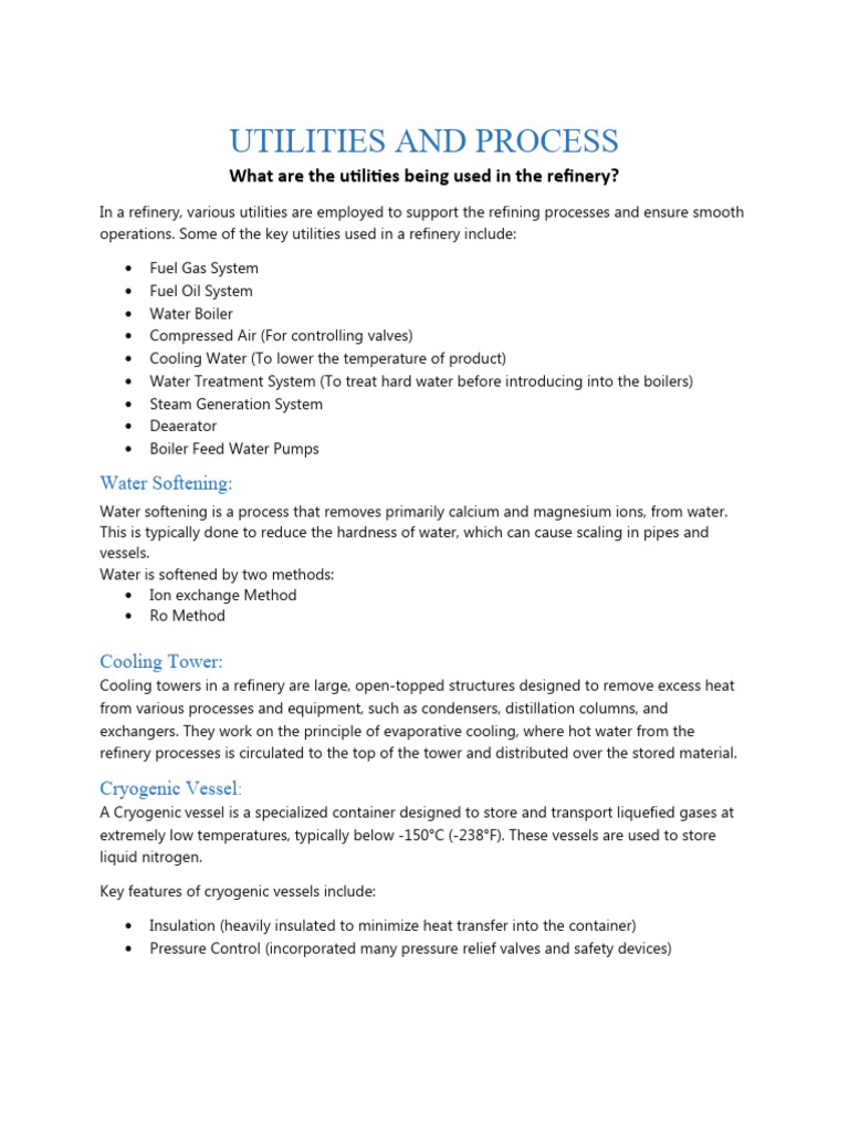 Utilities and Process | PDF