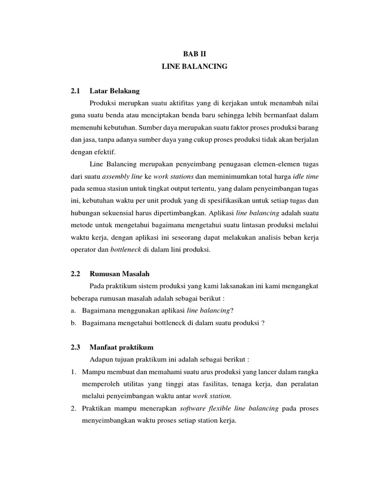 Metode Line Balancing dalam Produksi | PDF
