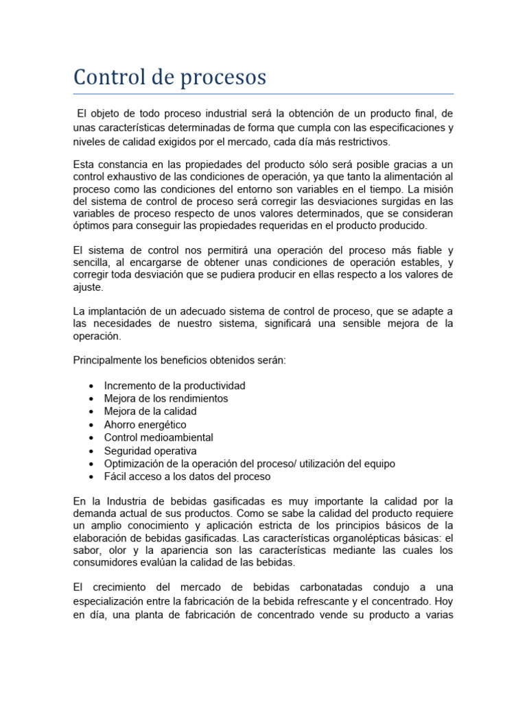 Control de Procesos | PDF | Calidad (comercial) | Agua