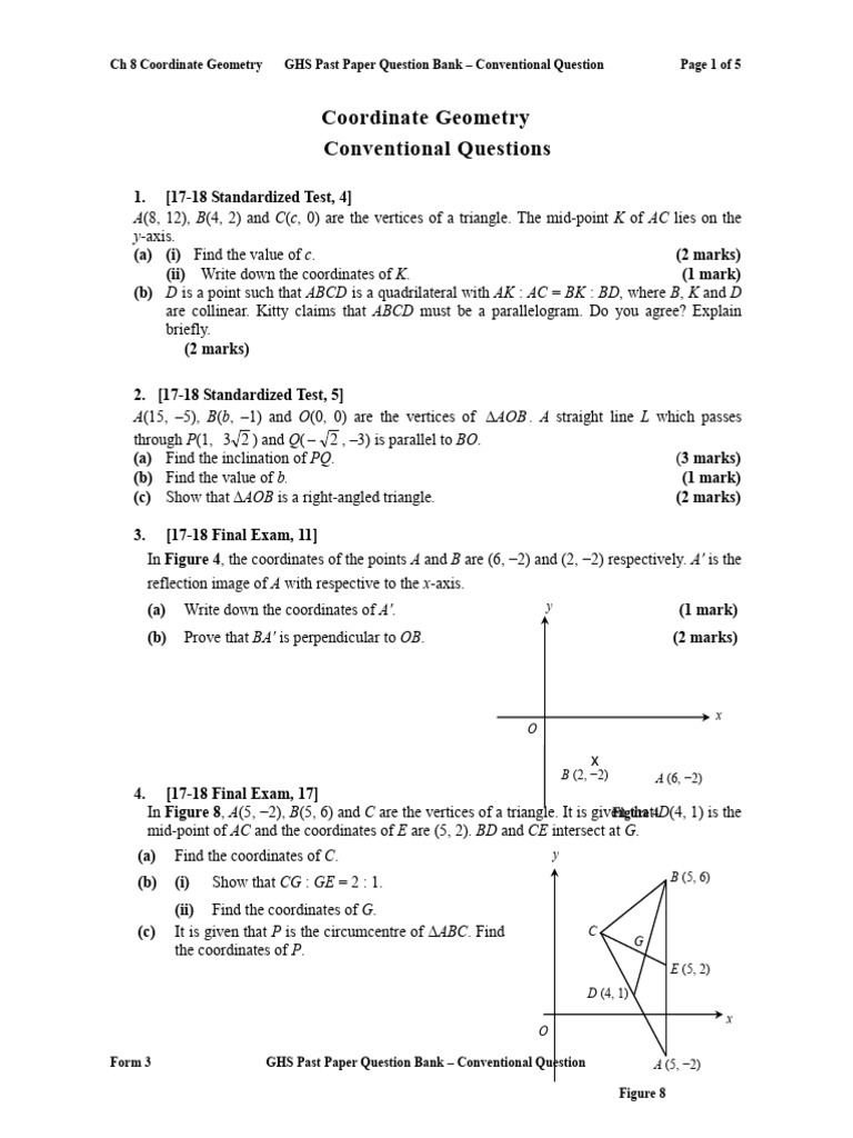 17 22 3b Ch 9 Coordinate Geometry Of Straight Lines Cq Pdf Cartesian Coordinate System