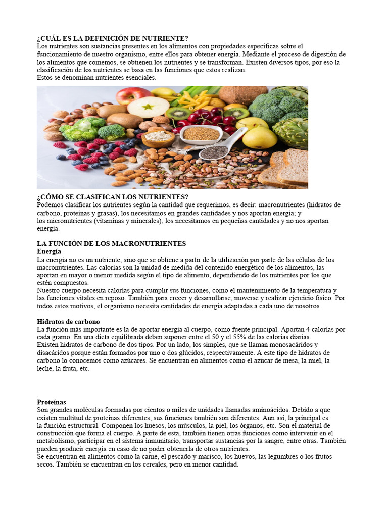 Cuál Es La Definición de Nutriente | PDF | Nutrientes | Carbohidratos