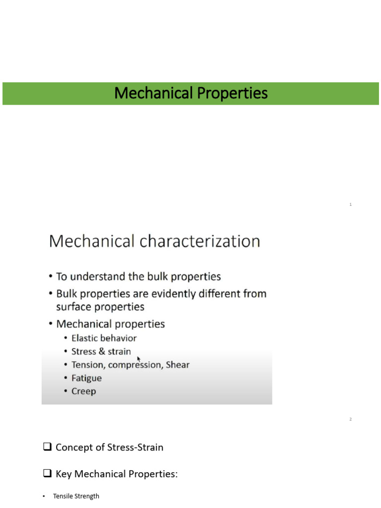 Understanding Mechanical Properties and Testing | PDF | Creep ...