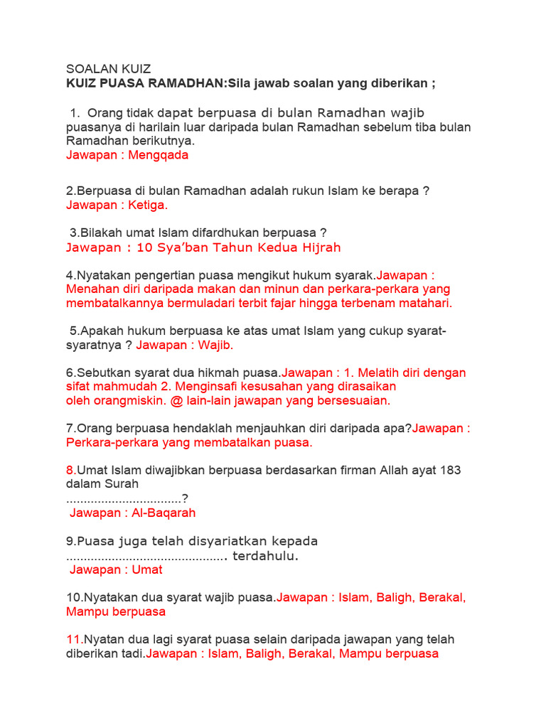 Soalan Kuiz | PDF