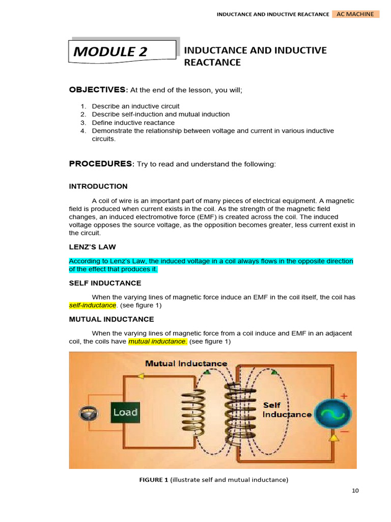 Module 2 - Inductance and Inductive Reactance | PDF | Inductance | Inductor