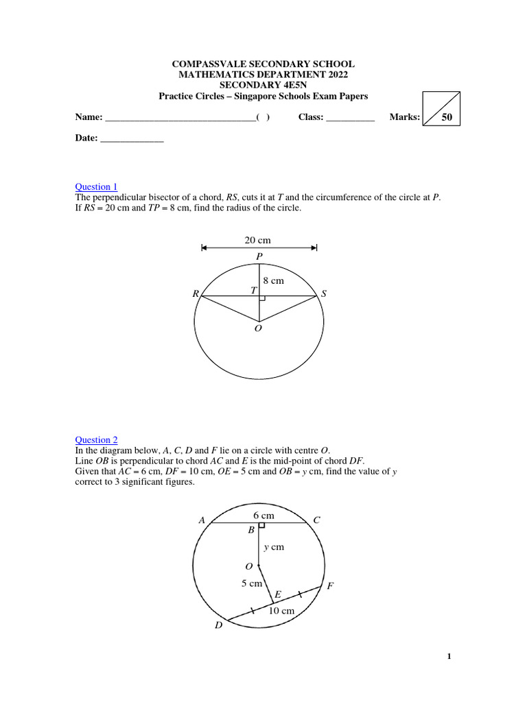 EMath Circles | PDF | Circle | Perpendicular