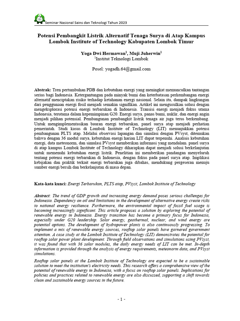 166 - Yoga Di Hermawan - SemnasSainteks - 2023 Template SEMNAS | PDF