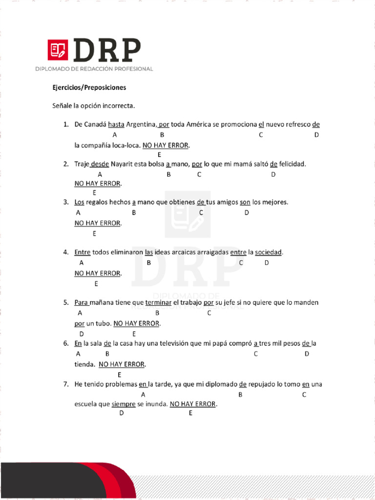 Ejer Preposiciones | PDF