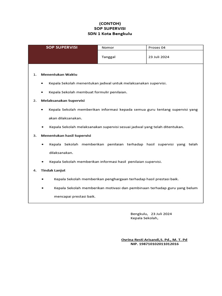 Sop Supervisi | PDF