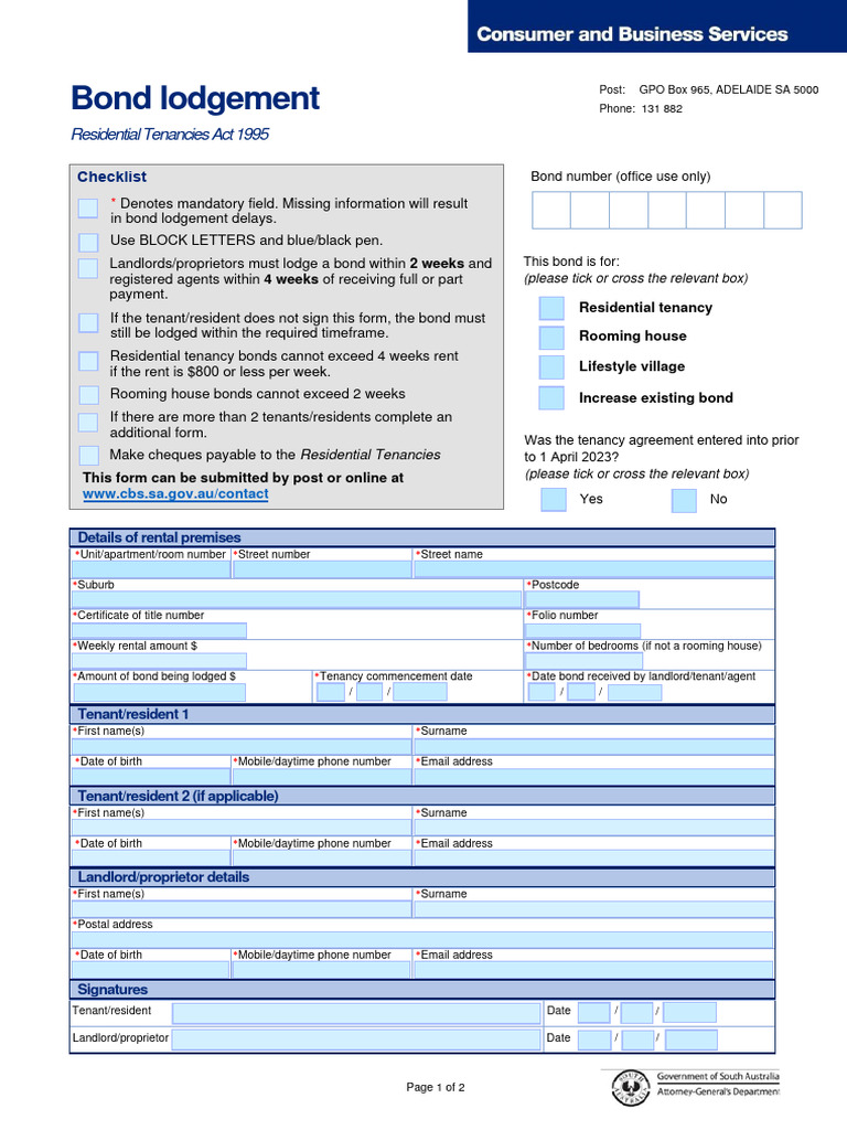 Bond Lodgement | PDF | Leasehold Estate | Renting
