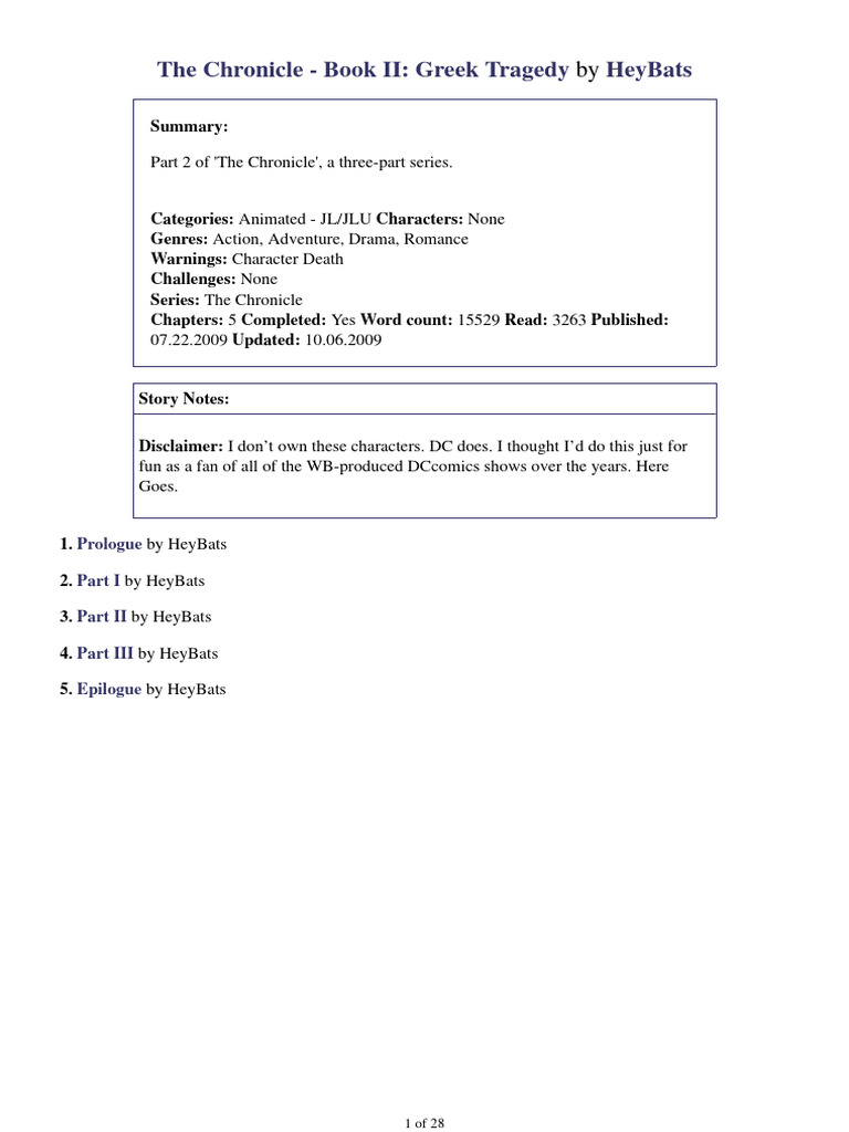 The Chronicle - Book II - Greek Tragedy by HeyBats | PDF | Batman ...