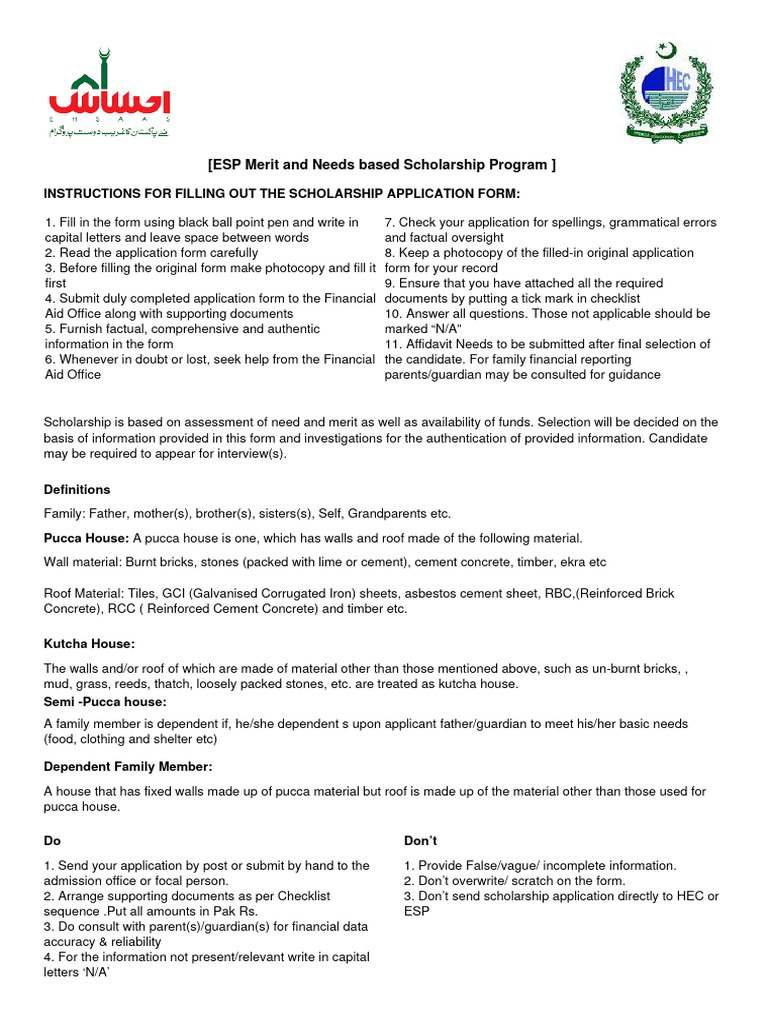 ESP - Application Form | PDF | Expense