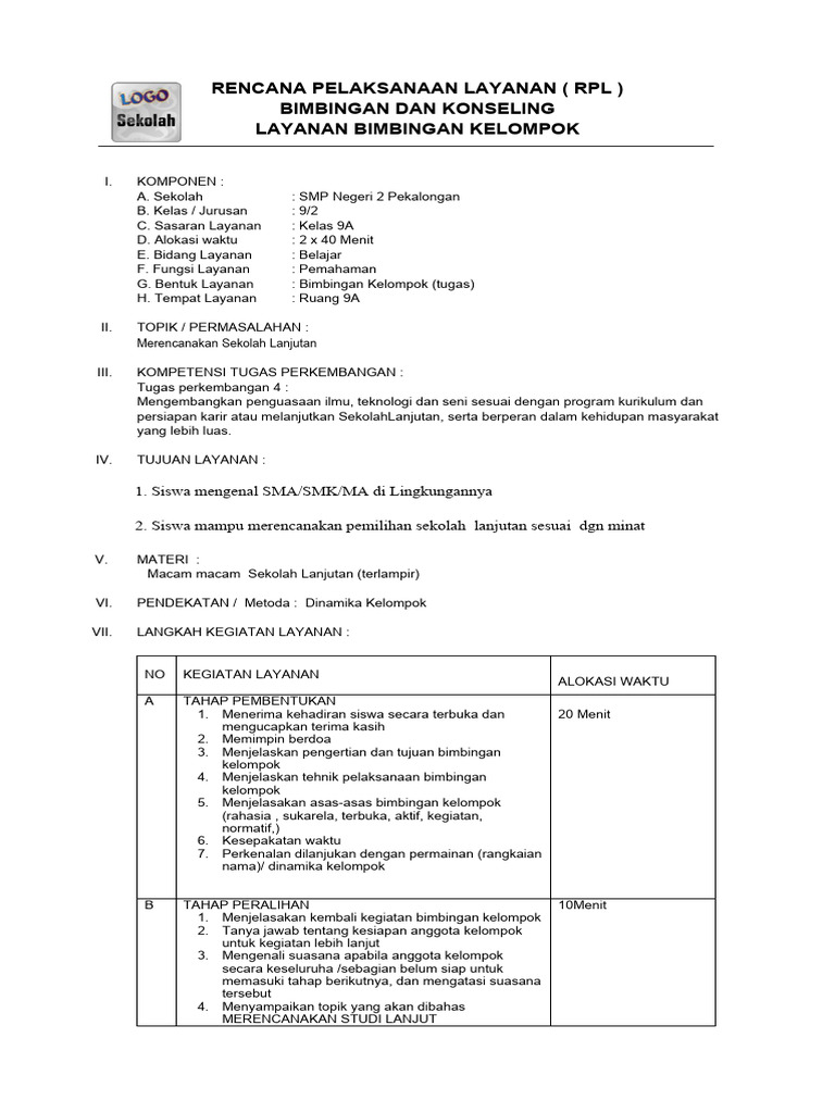RPL Bimbingan Kelompok | PDF | Karier & Perkembangan