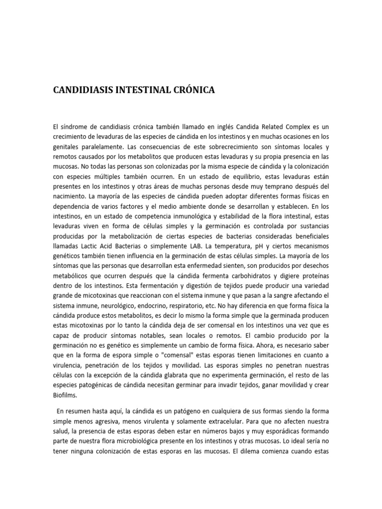 Candidiasis Intestinal Crónica: Síntomas y Tratamiento | PDF ...