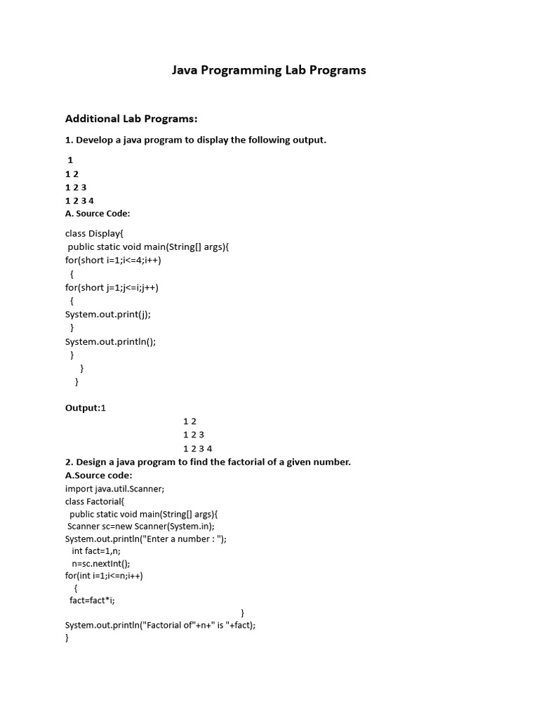 Java Addtional Lab Programs | PDF | Computing | Java Platform