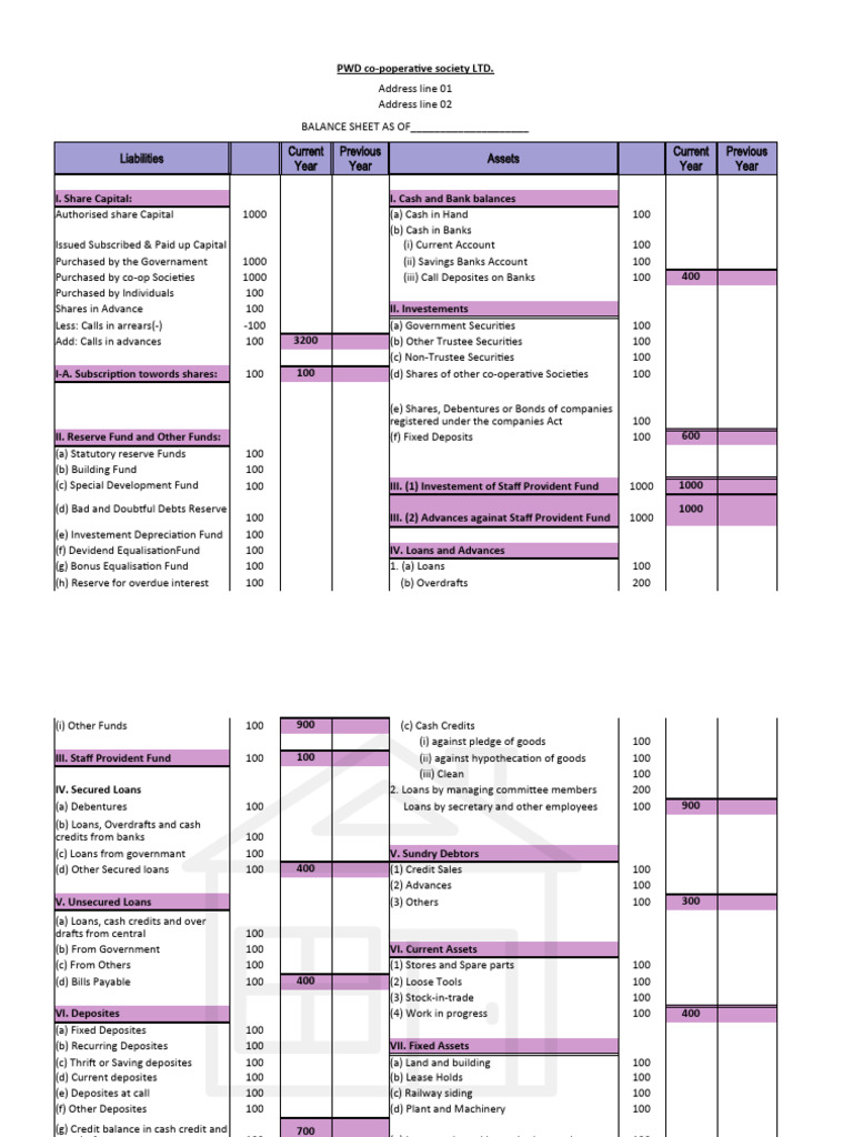 Housing Society Balancesheet Format 03 | PDF | Banks | Expense