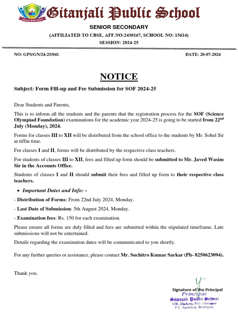 Notice - SOF (2024-25) - 20-07-2024 | PDF