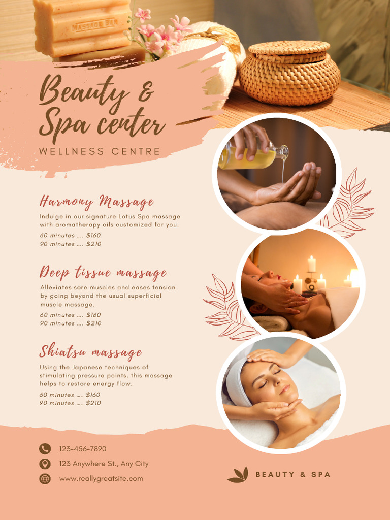 Pink and Maroon Spa Calming Beauty & Spa Flyer | PDF