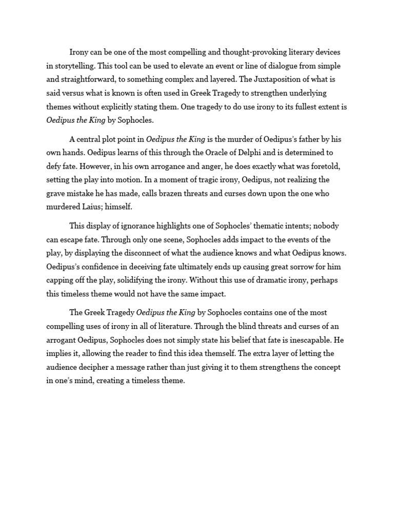 Oedipus Essay | PDF